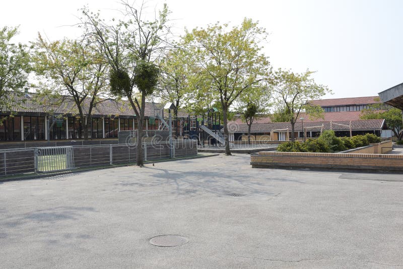 Empty Playground in a School Yard Stock Image - Image of small, field ...