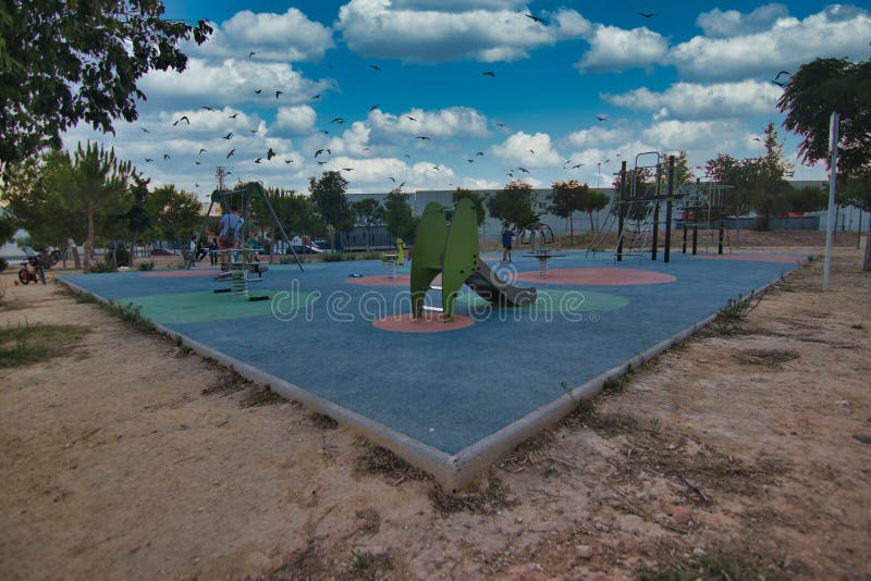 Empty Playground with a Sky and Some Very Striking Colors Editorial ...