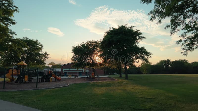 Empty Playground at Sunset, Background Loop. Wide Shot Stock Video ...