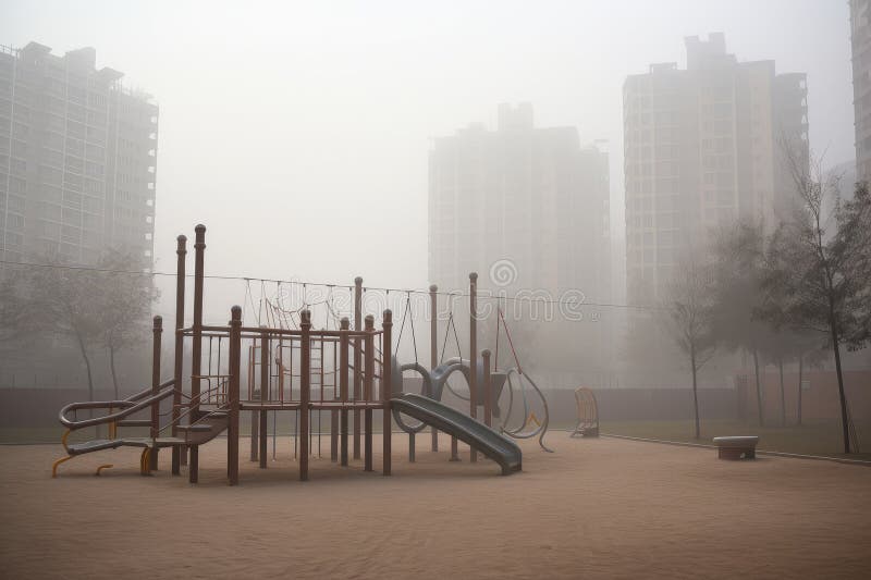 Empty Playground, Surrounded by Smog and Devoid of Children S Laughter ...