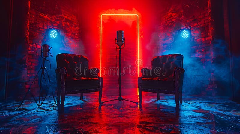 In an Empty Podcast or Interview Setting, with Ample Negative Space To ...