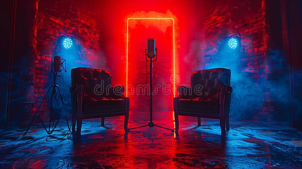 In an Empty Podcast or Interview Setting, with Ample Negative Space To ...