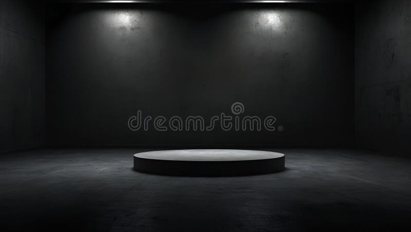 Empty Podium in Dark Room with Spotlight Stock Illustration ...