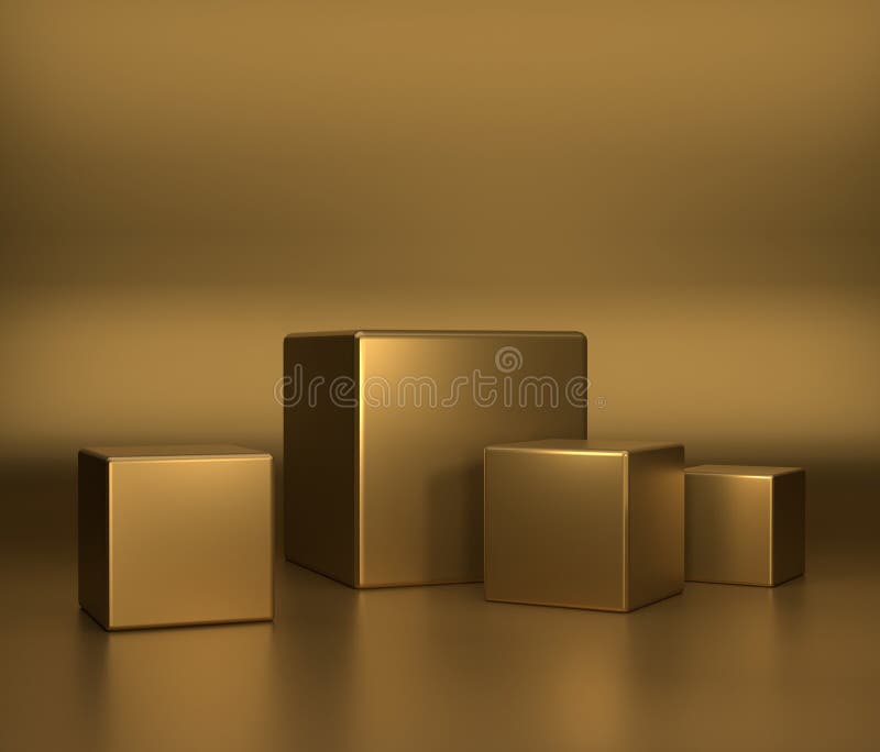 Empty Podium on Gold Color Background with Box Stand Concept Product ...