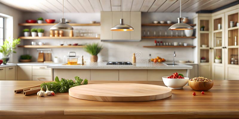 Empty Podium in Kitchen and Spices Scene Stock Illustration ...