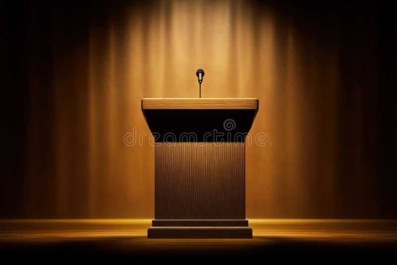 Empty Podium with Microphone on Stage Background Stock Photo - Image of ...
