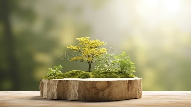 Empty Podium of Natural Placement Stand Spring and Summer Concept ...