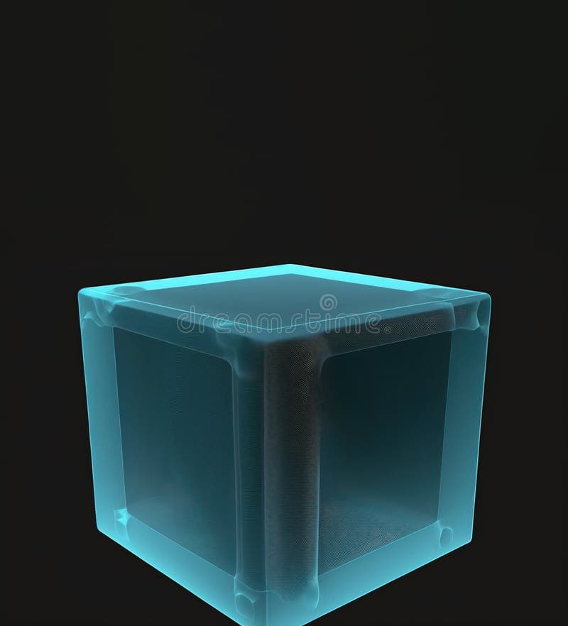 Empty Podium Pedestal Blue Transparent Cube for Product Presentation ...