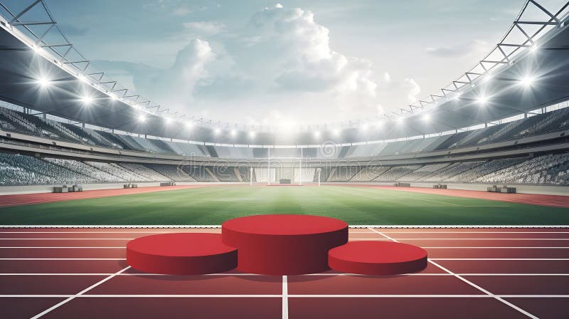 Empty Podium on Running Track in Stadium Stock Illustration ...