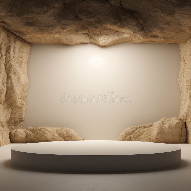 Podium Stage in a Cave with Plants Growing Around it, Created by ...