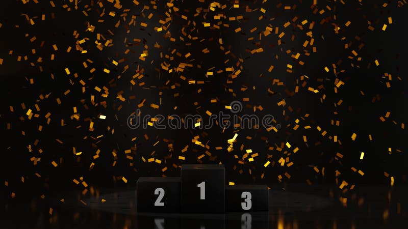 Gold Champion Trophy on Winner 1, 2, 3 Podium, Stage for the First ...