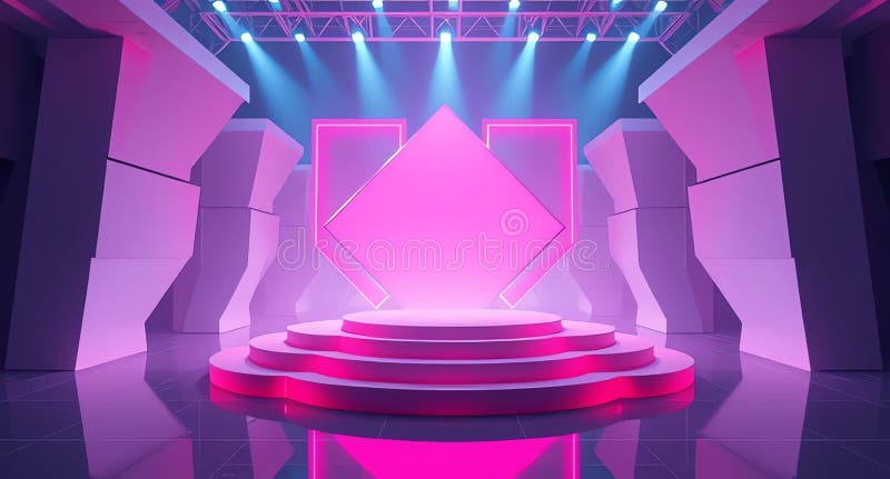 Empty Podium Stage with Pink Background Stock Image - Image of empty ...