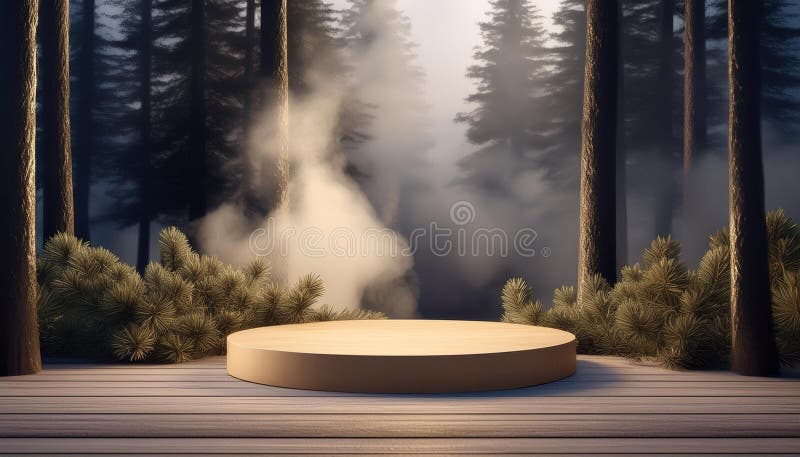 Empty Podium Stage with Space for Display, Autumn Season Concept ...