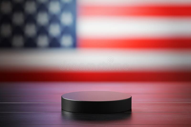 Empty Podium Stands Ready for Political Speech Against a Blurred ...