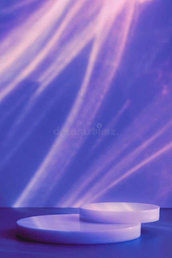 Empty Podiums on Blue Background with Light Caustic Effect Stock Image ...