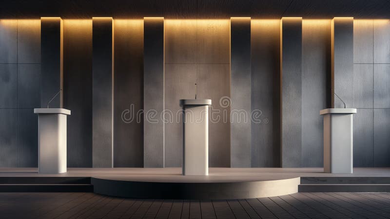 Empty Podiums with Modern Lighting Design Stock Illustration ...