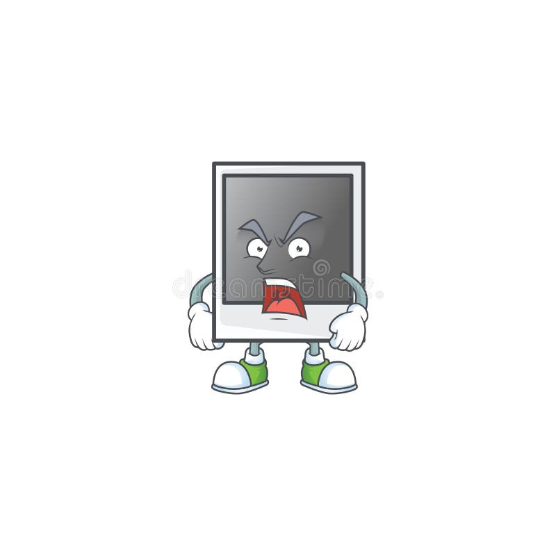 Empty Polaroid Photo Frame Cartoon Character Design with Angry Face ...