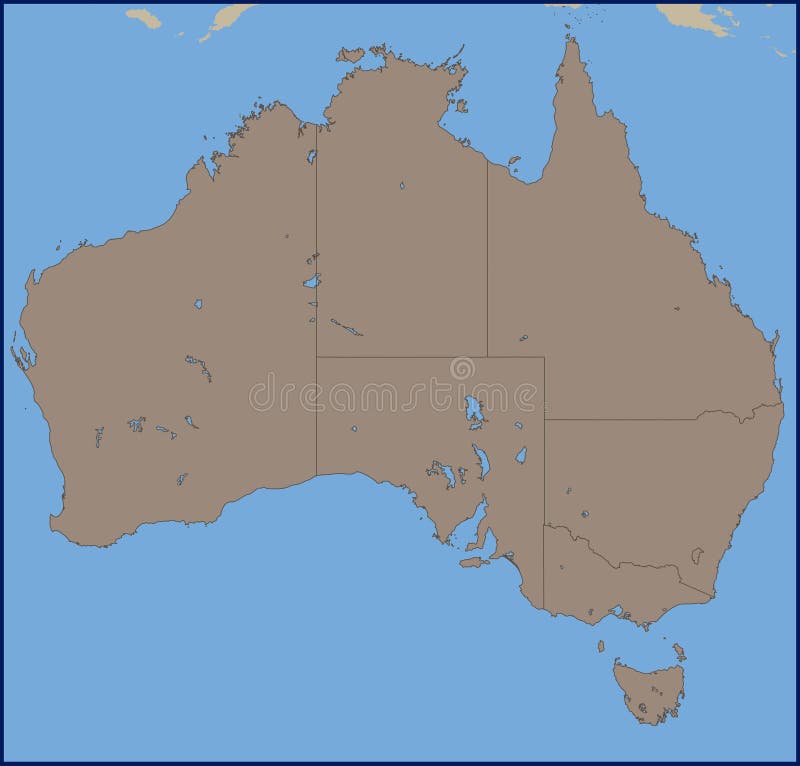 Empty Political Map of Australia Stock Vector - Illustration of brown ...
