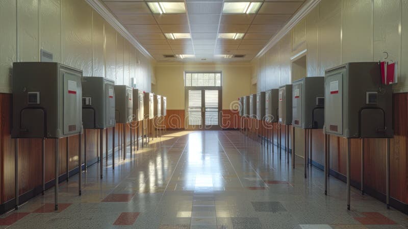 Empty Polling Place with Voting Booths. Concept of Elections ...