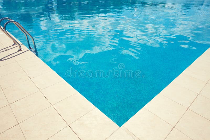 Empty Pool Bed Around Swimming Pool with Umbrella Stock Photo - Image ...
