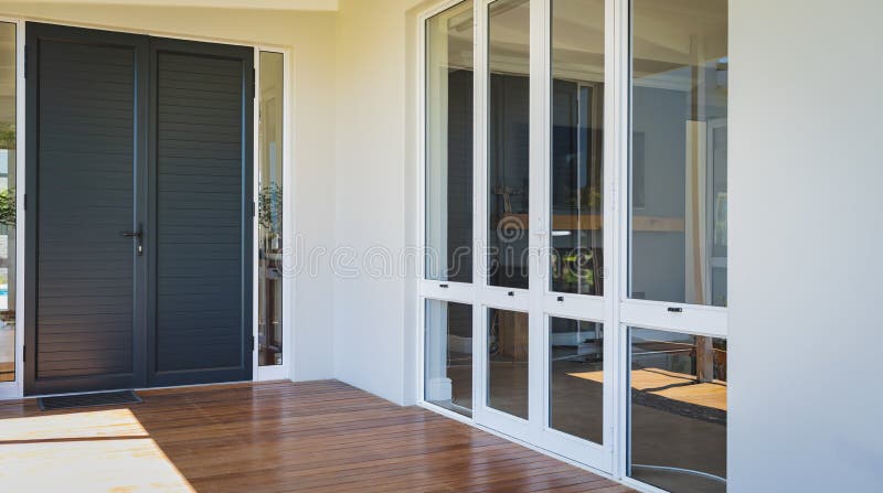 Empty Porch with Doors at Home Stock Photo - Image of real, summer ...