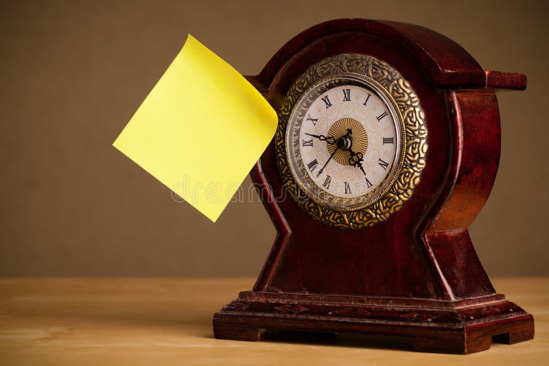 Empty Post-it Note Sticked on Alarm Clock Stock Image - Image of postit ...