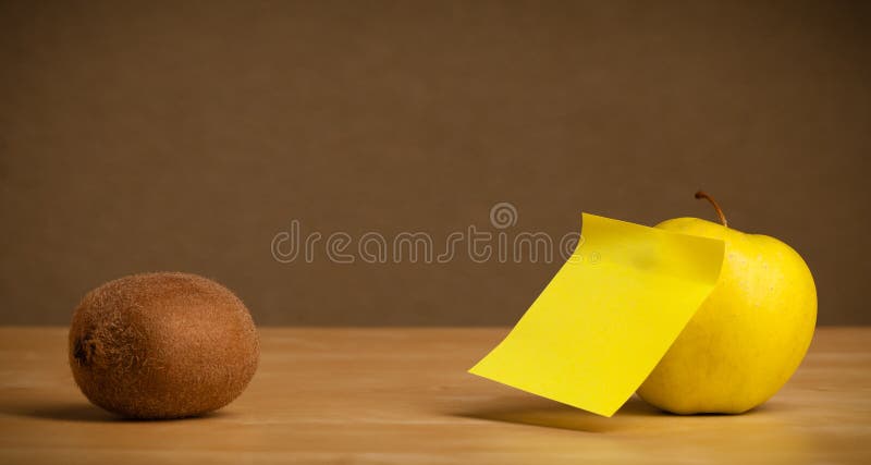Empty Post-it Note Sticked on Fruit Stock Photo - Image of nutrition ...