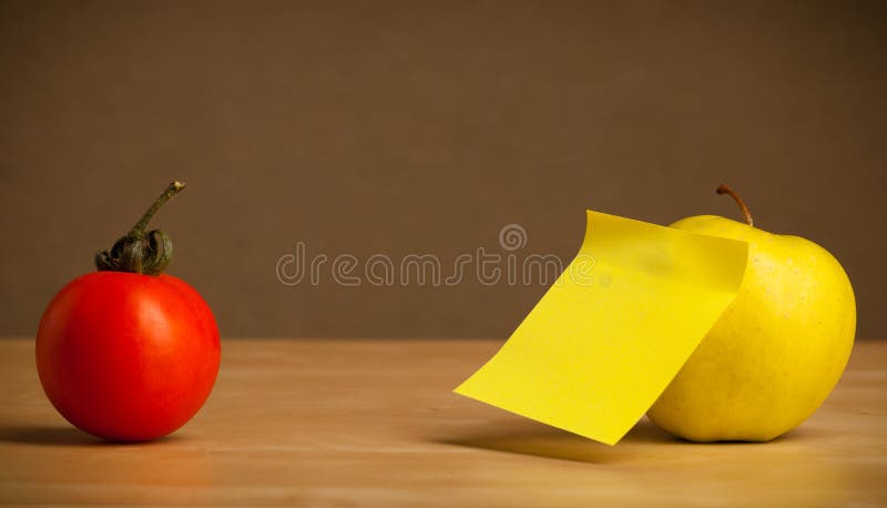Empty Post-it Note Sticked on Fruit Stock Photo - Image of postit, memo ...