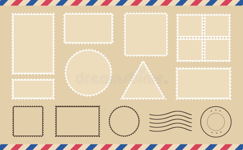 Empty Postage Stamp Set. Post Stamps Collection Stock Vector ...