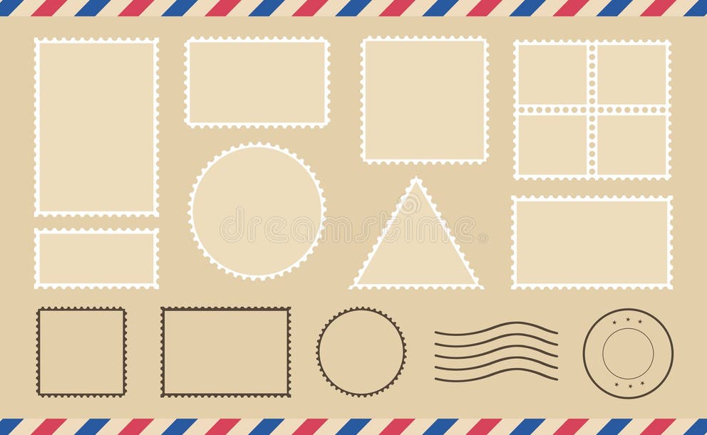 Empty Postage Stamp Set. Post Stamps Collection Stock Vector ...