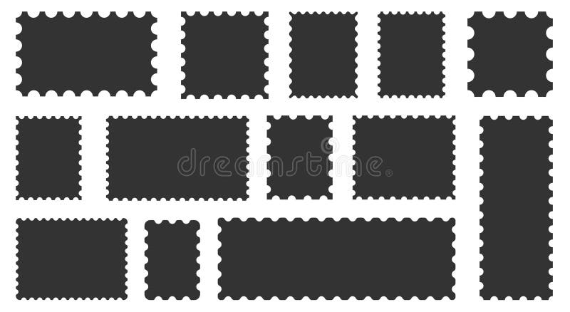 Empty Postage Stamps and Border Shapes. Paper Postmark Set Stock ...
