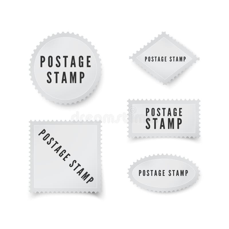 Empty Postal Stamp Template with Shadow and Perforated Border. Blank ...