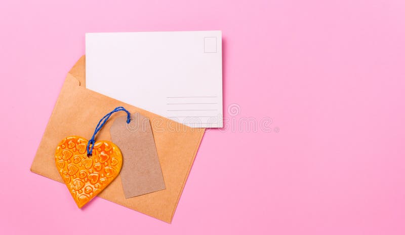 Empty Postcard Love Letter with a Heart Stock Image - Image of love ...