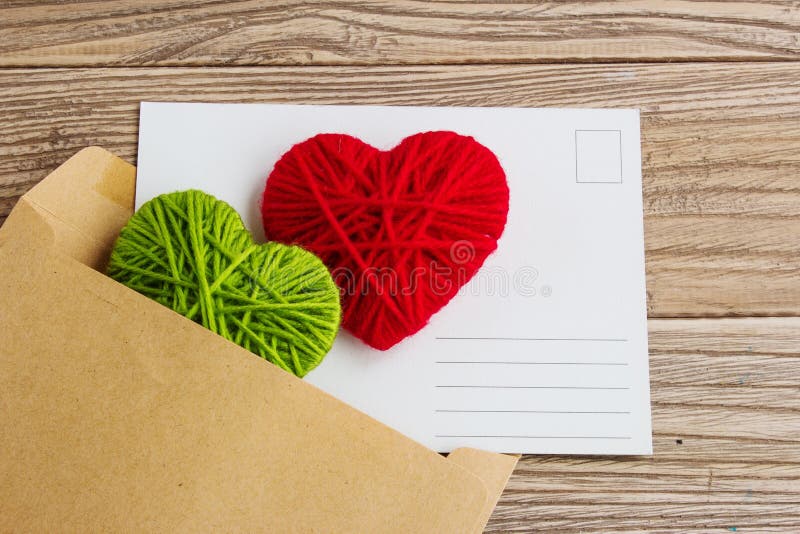 Empty Postcard, Postcrossing, Red Heart Love Letter Stock Image - Image ...