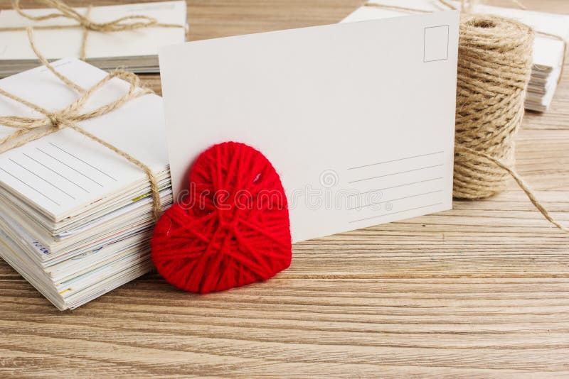 Empty Postcard, Postcrossing, Red Heart Love Letter Stock Photo - Image ...
