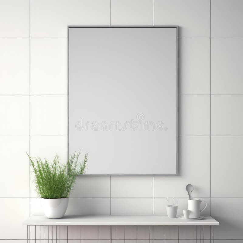 Empty Poster Frame in Modern Interior Background Stock Illustration ...