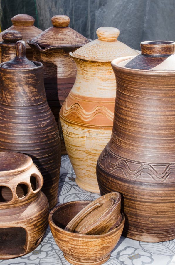 Empty Pottery Crockery in Rustic Style. Stock Image - Image of national ...