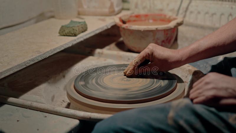 An Empty Pottery Wheel, Preparing Surface for Clay Artworks ...