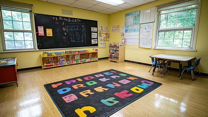Empty Preschool Classroom Ready for Children Filled with Learning Toys ...
