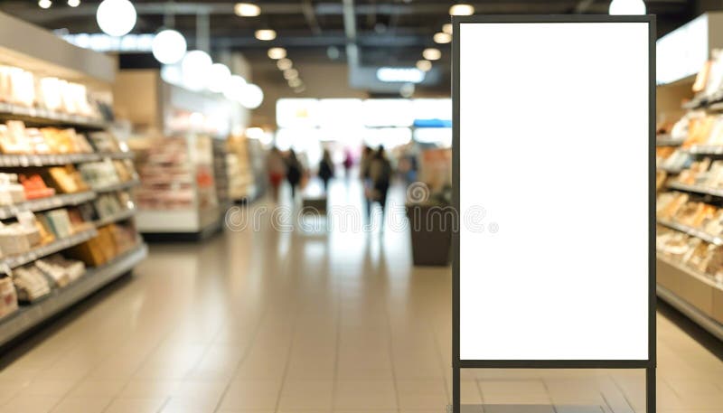 Empty Price Board in Blurred Supermarket - Abstract Background Stock ...
