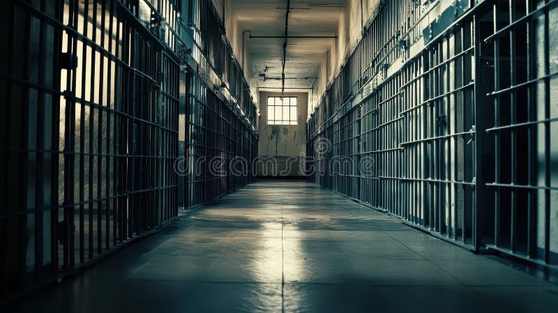 Empty Prison Corridor Illuminated by Natural Light Stock Image - Image ...