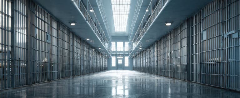 The Empty Prison Corridor Showcasing Modern Architectural Design and ...