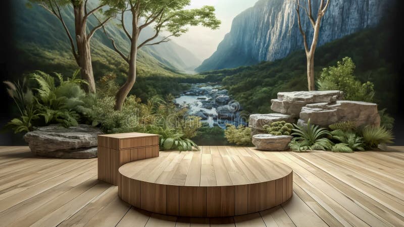 Empty Product Display Podium Takes Center Stage, Set Against a Backdrop ...