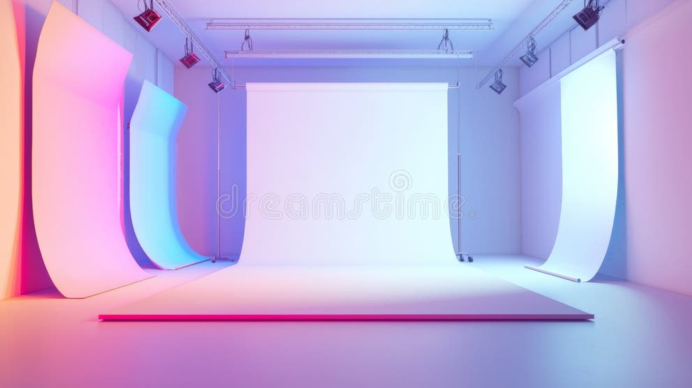 Professional Photography Studio with Vibrant Backdrops Stock Image ...