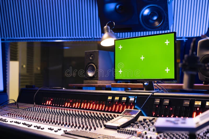 Empty Professional Studio Control Room with Greenscreen Pc Stock Photo ...