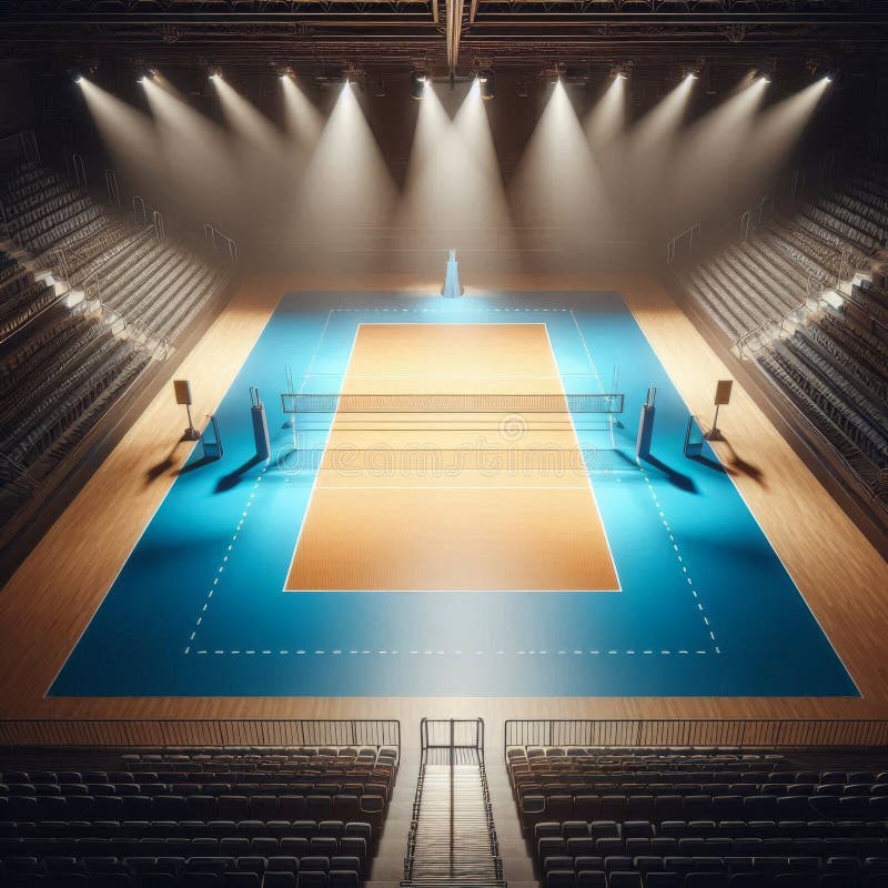 Empty Professional Volleyball Court in Lights 3d Rendering Stock ...
