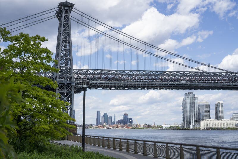 An Empty Promenade Along East River in Lower Manhattan with a View of ...