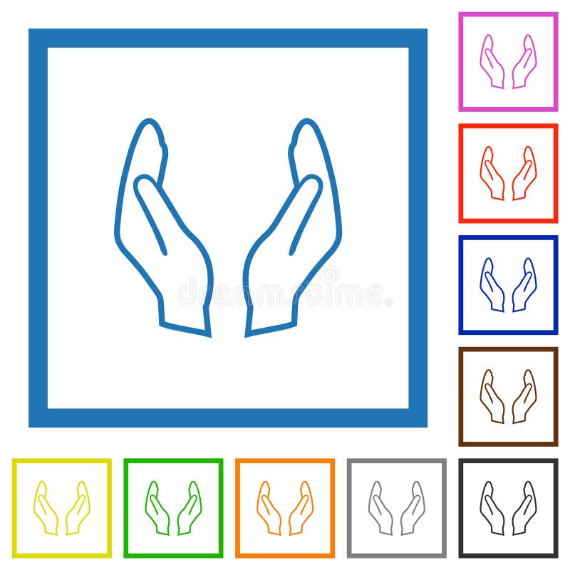 Empty Protecting Hands Solid Flat Framed Icons Stock Vector ...