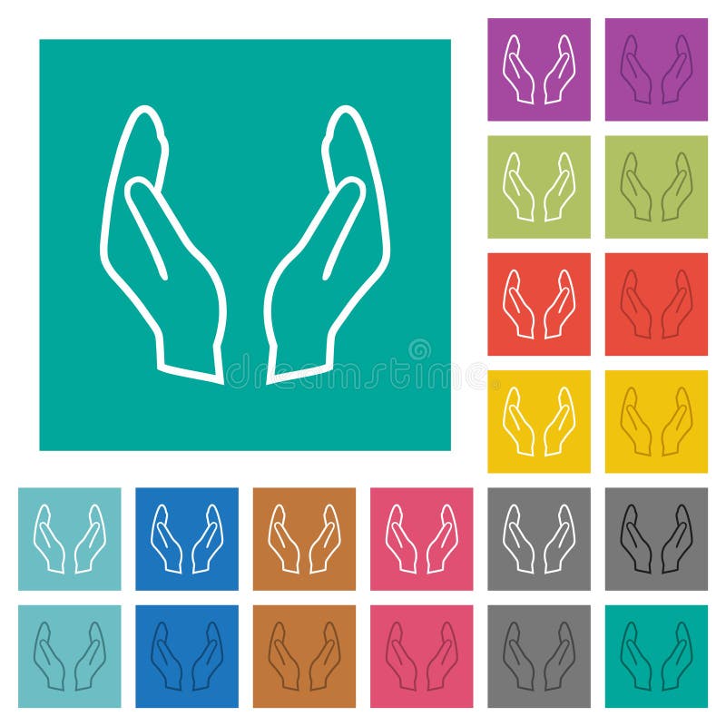 Empty Protecting Hands Outline Square Flat Multi Colored Icons Stock ...