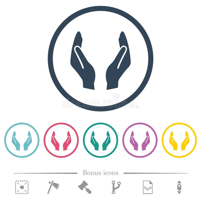 Empty Protecting Hands Outline Square Flat Multi Colored Icons Stock ...